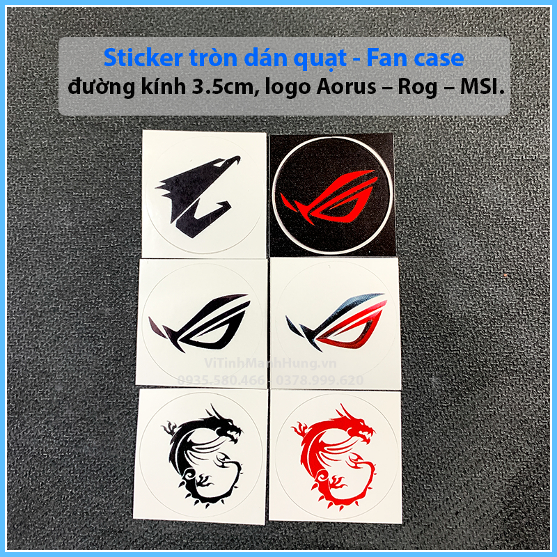 Sticker tròn dán quạt - fan case, đường kính 3.5cm, logo Aorus – Rog ...