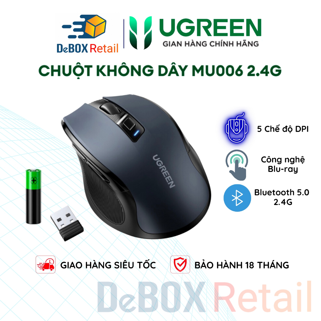 Chuột không dây Ugreen MU006 (Bluetooth 5.0) 2.4G Chế Độ Kép Chuột ...