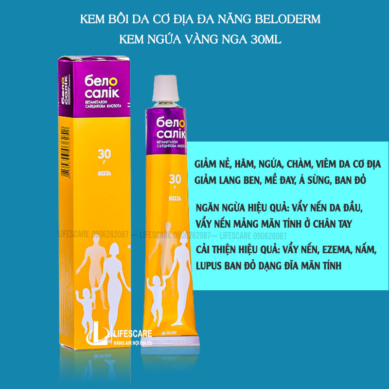 Kem bôi da cơ địa đa năng Belosalic Nga, kem ngứa vàng nga, 30ml | Shopee Việt Nam