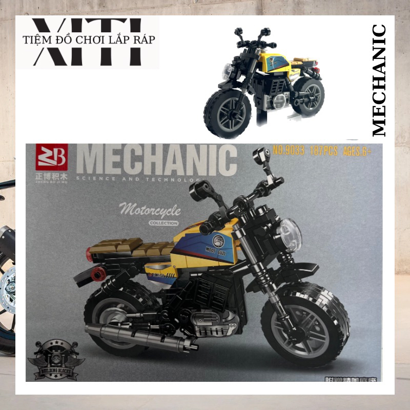 Đồ chơi mô hình lắp ráp xe máy, siêu xe Moto Guzi V08, bộ đồ chơi lắp ...
