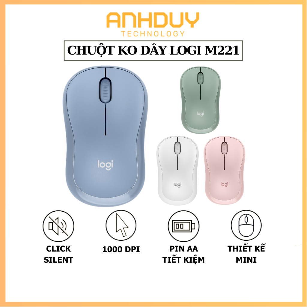 Chuột không dây Logitech M221 OEM click silent thiết kế đẹp tiết kiệm pin phù hợp văn phòng học ...