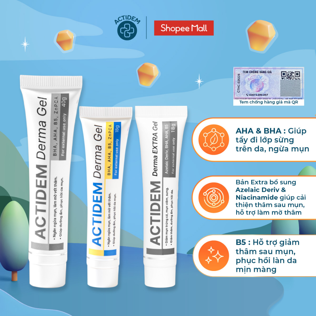 Gel giảm mụn Actidem Derma Gel 18/40gr | Shopee Việt Nam