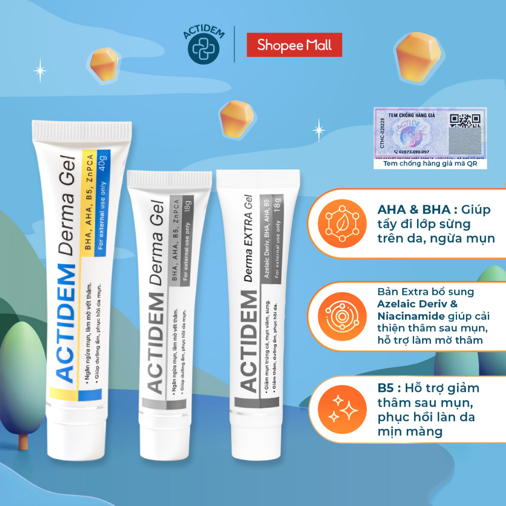 Gel giảm mụn Actidem Derma Gel 18/40gr | Shopee Việt Nam
