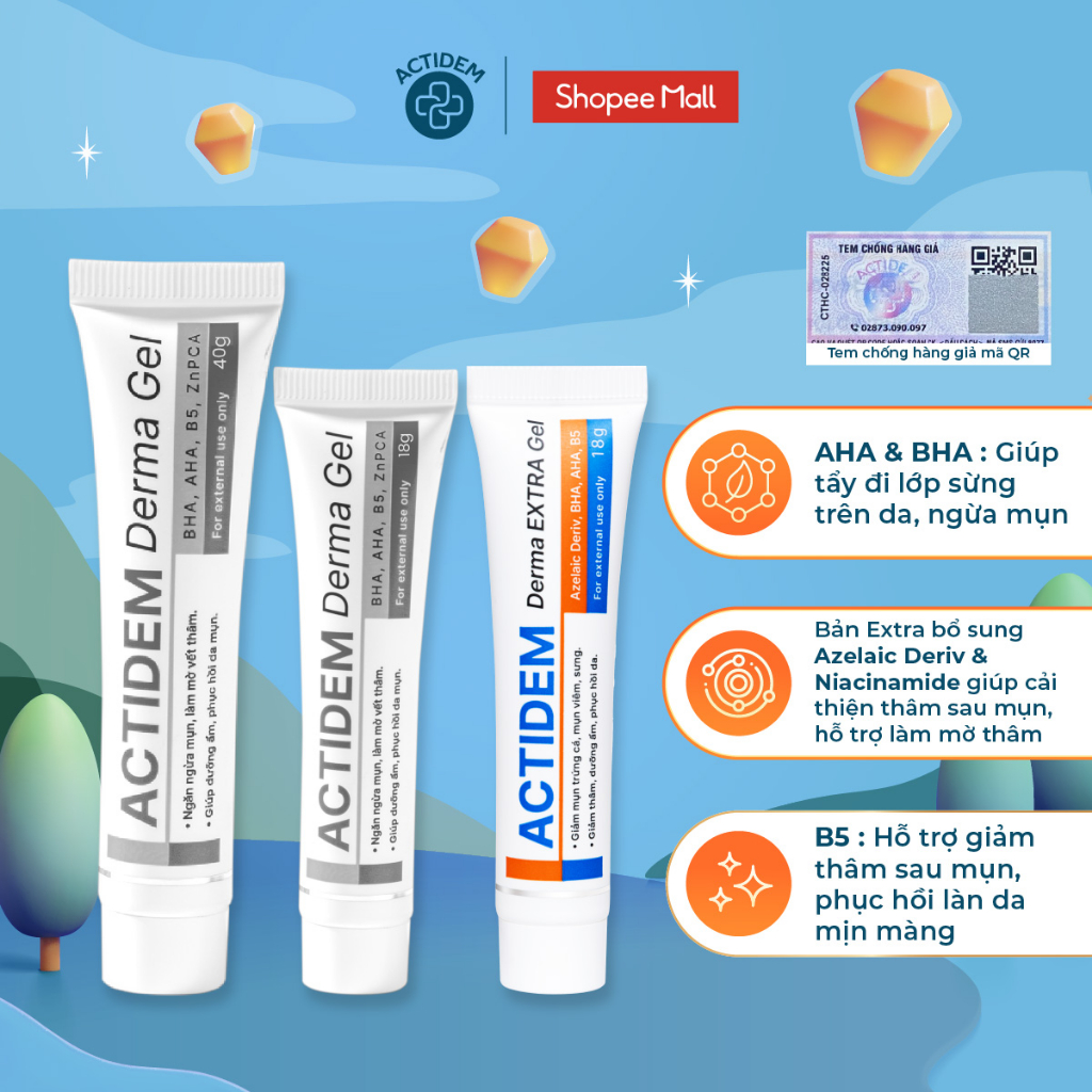 Gel giảm mụn Actidem Derma Gel 18/40gr | Shopee Việt Nam