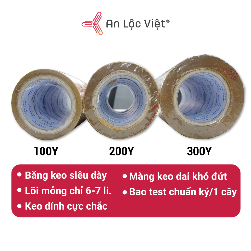 [GIÁ SỐC] Băng Keo, Băng Dính Trong/Đục 4,8cm - 300Y(2,3kg/cây)- 200Y (1,8kg/cây)-100Y (1,2kg ...
