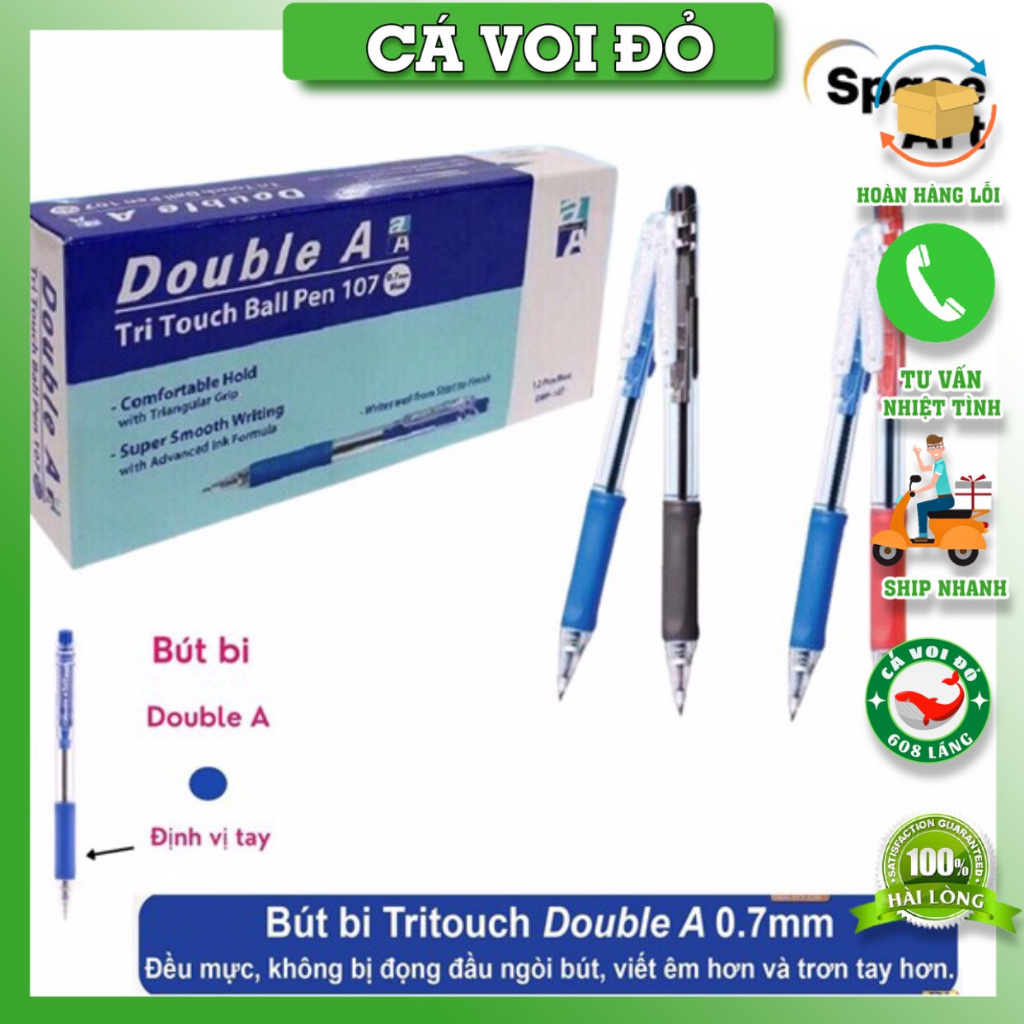 Bút Bi 0.7mm Double A TriTouch DBP-107-B - Mực Xanh | Shopee Việt Nam