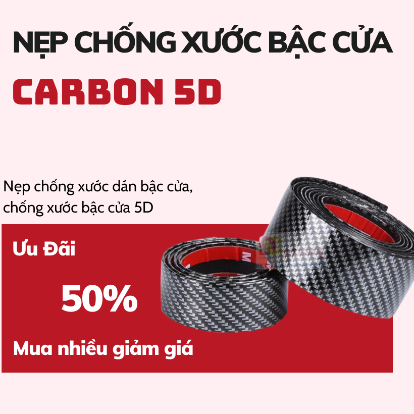 [Tặng keo 3M] Nẹp Carbon ô tô 5D chống xước viền cửa, bậc cửa ô tô ...
