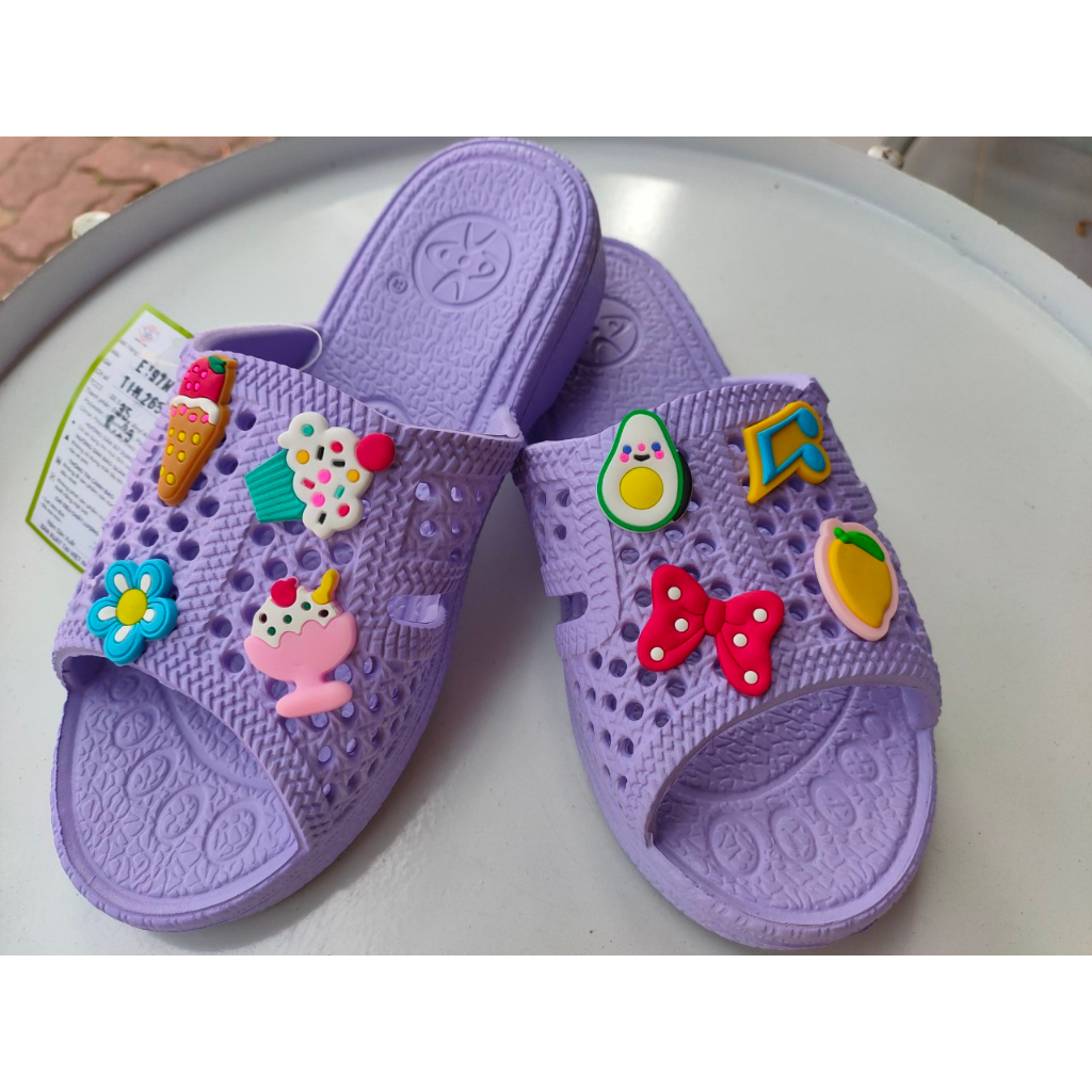 Dép tổ ong VAC siêu nhẹ màu TÍM kèm Sticker cho nam nữ from rộng siêu ...
