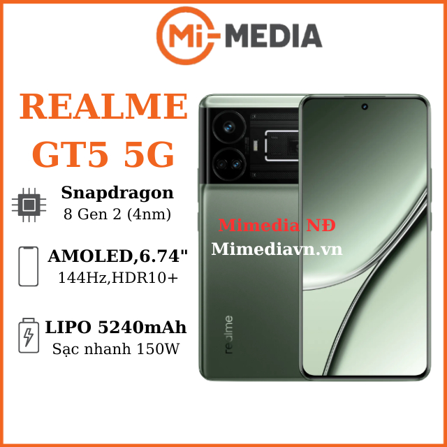 Điện thoại Realme GT5 5G Snapdragon 8 Gen 2 (4 nm) sạc nhanh 150 W ...
