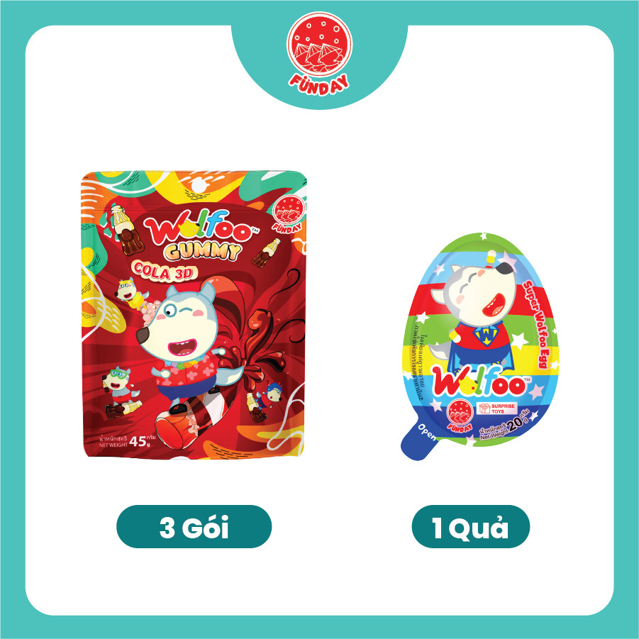 [Quà tặng không bán] Kẹo dẻo Funday Wolfoo vị cola/táo và kẹo trứng đồ chơi Socola | Shopee Việt Nam