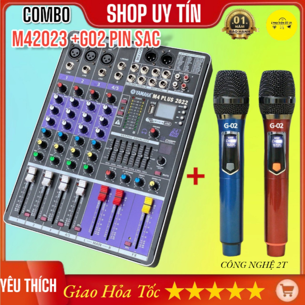 Combo Bàn Mixer M4 2023 Với 99 Hiệu Ứng Vang Kết Hợp Với Bộ Micro Pin ...