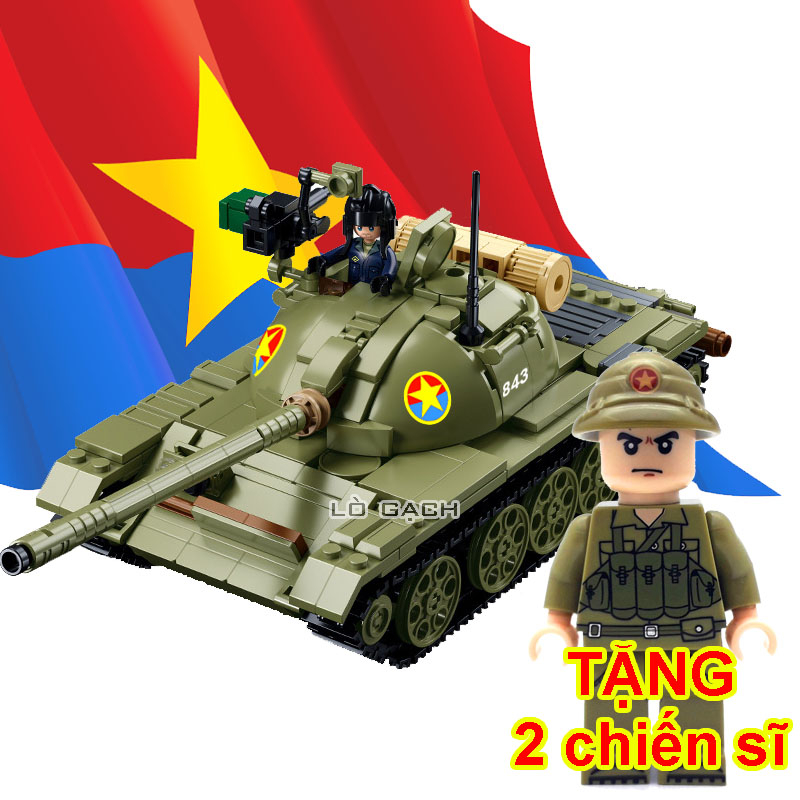 Bộ xếp hình xe tăng T54 T55 Type 59 số hiệu 843, 390, 377 Quân đội Nhân dân Việt Nam 3 trong 1 ...