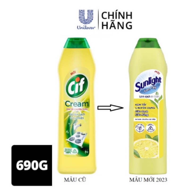 1 chai Kem tẩy đa năng Cif ( mẫu mới Sunlight ) 690g mua 2 tặng khăn ...