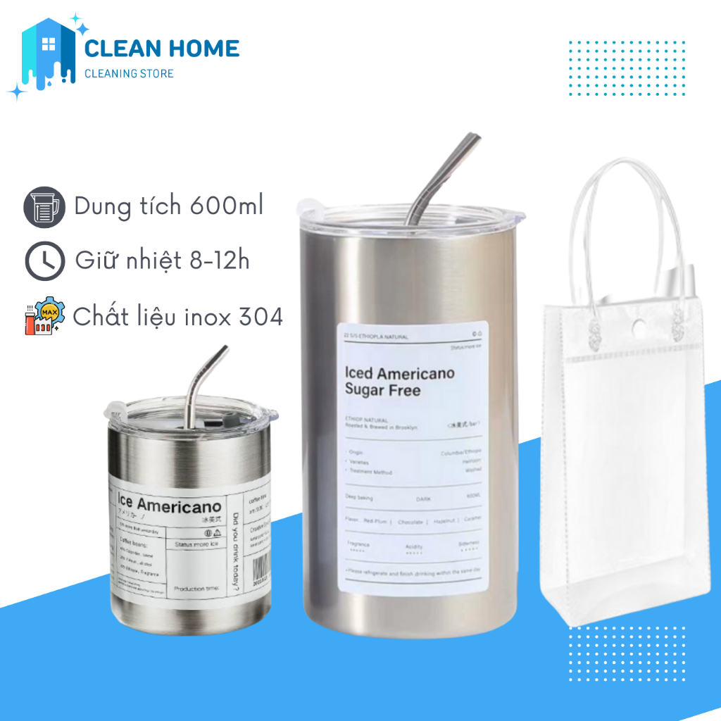 Ly Giữ Nhiệt, Cốc Giữ Nhiệt Iced Americano Dung Tích 350/600ml Inox 304 Cao Cấp Giữ Nhiệt Từ 8 ...