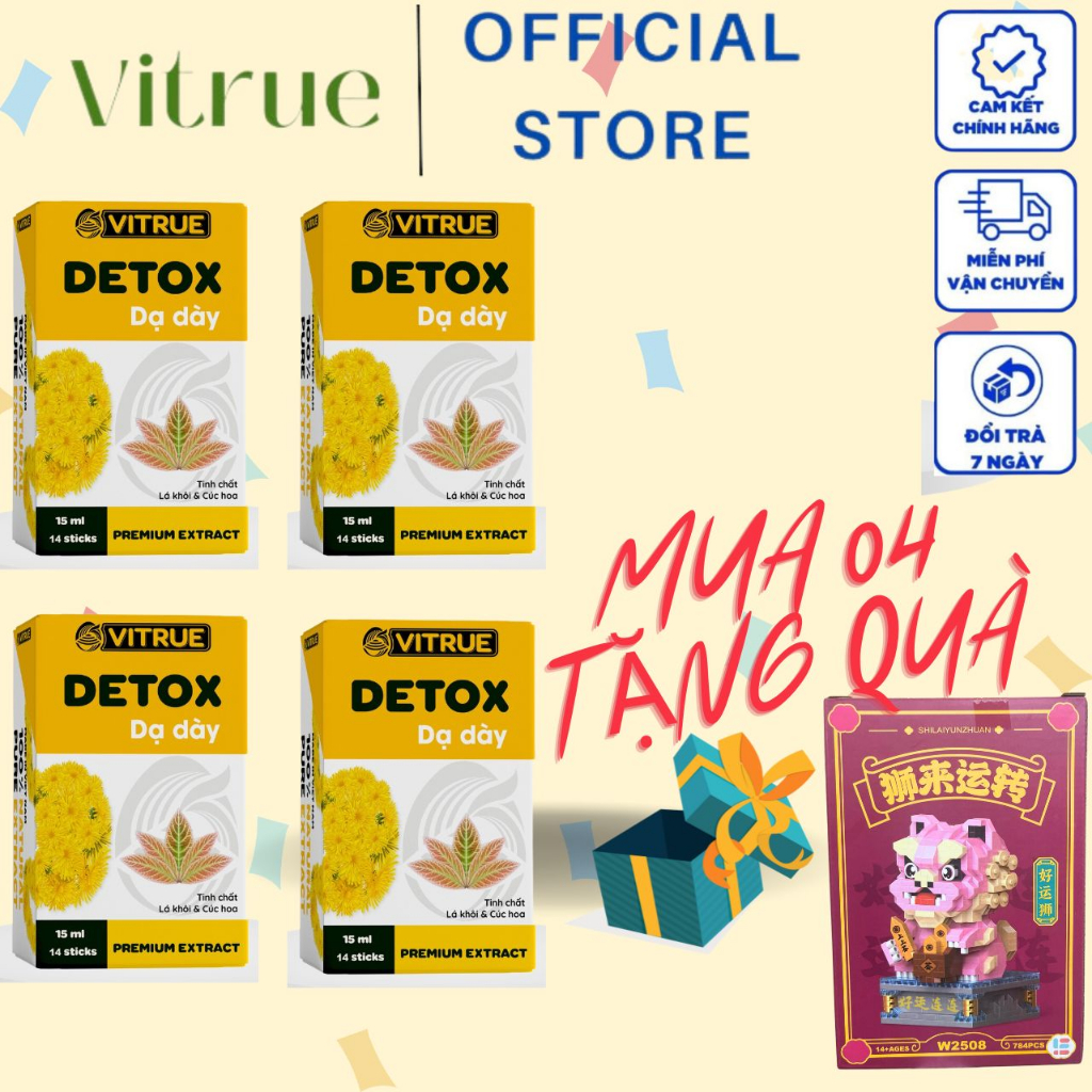 VITRUE Detox giúp đào thải độc tố và bảo vệ dạ dày hộp 14 gói 15ml ...