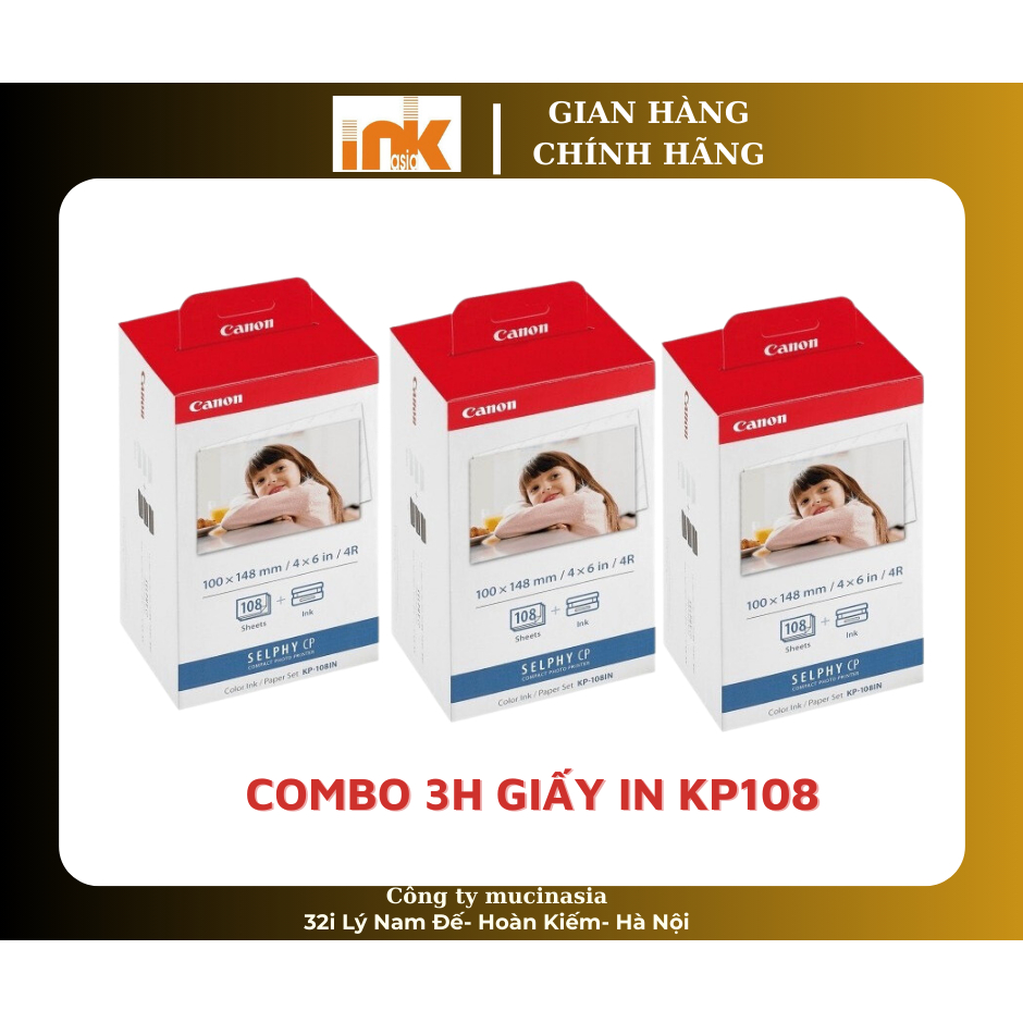COMBO 3 HỘP GIẤY IN ẢNH KP108 KÈM MỰC dùng cho máy in Canon Selphy ...