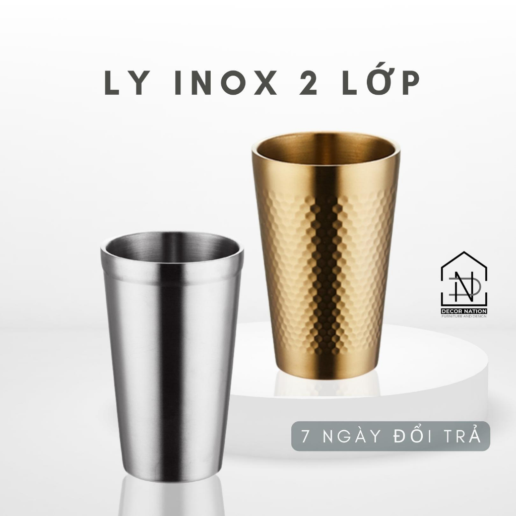 Ly Inox 304 Cao Cấp Giữ Nhiệt 2 Lớp Dày Dặn 350-450ml Hàn Quốc | Nhiều ...
