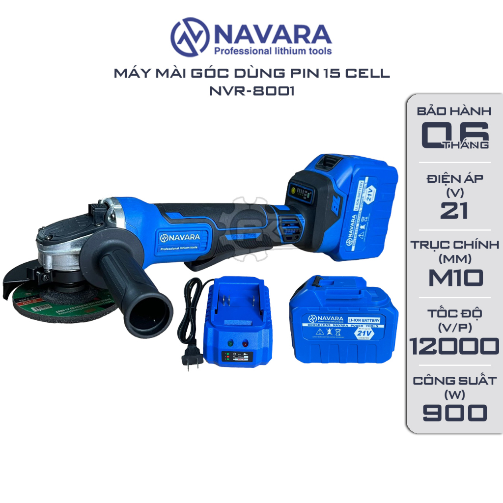Máy mài pin Navara 8001, Công suất 900W, Động cơ không chổi than, 4 Tốc ...