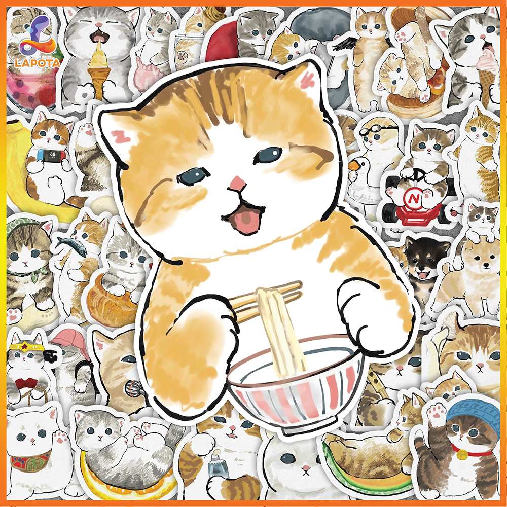 Set 50 cái Sticker Mèo Cute , Hình Dán Mèo chống nước, dán vali, laptop ...