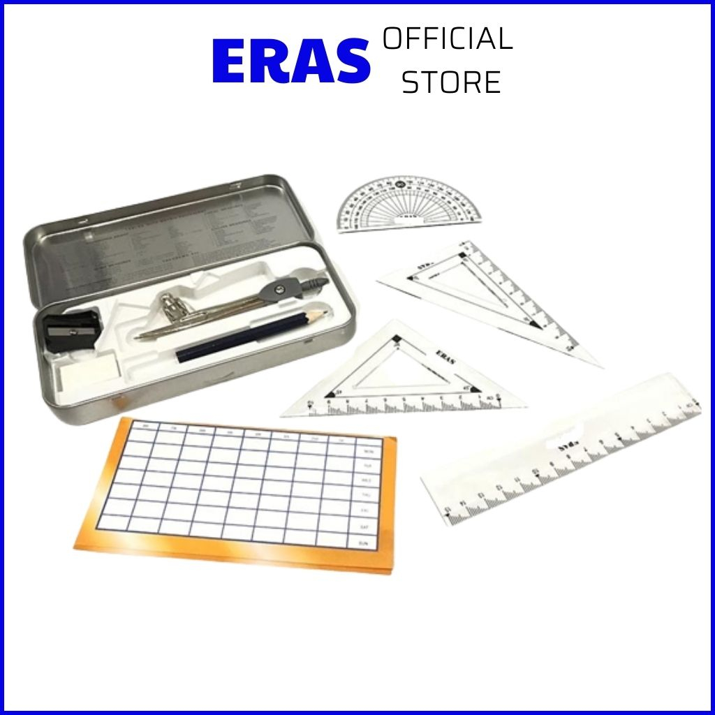 Bộ Dụng Cụ Thước Và Compas Hộp Sắt Eras E217 | Shopee Việt Nam