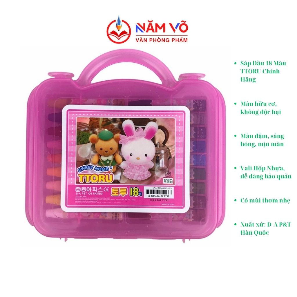 [VALI TTORU] Vali Hộp Nhựa 18 Màu Bút Sáp Dầu TTORU D.A P&T/ Đông A ...