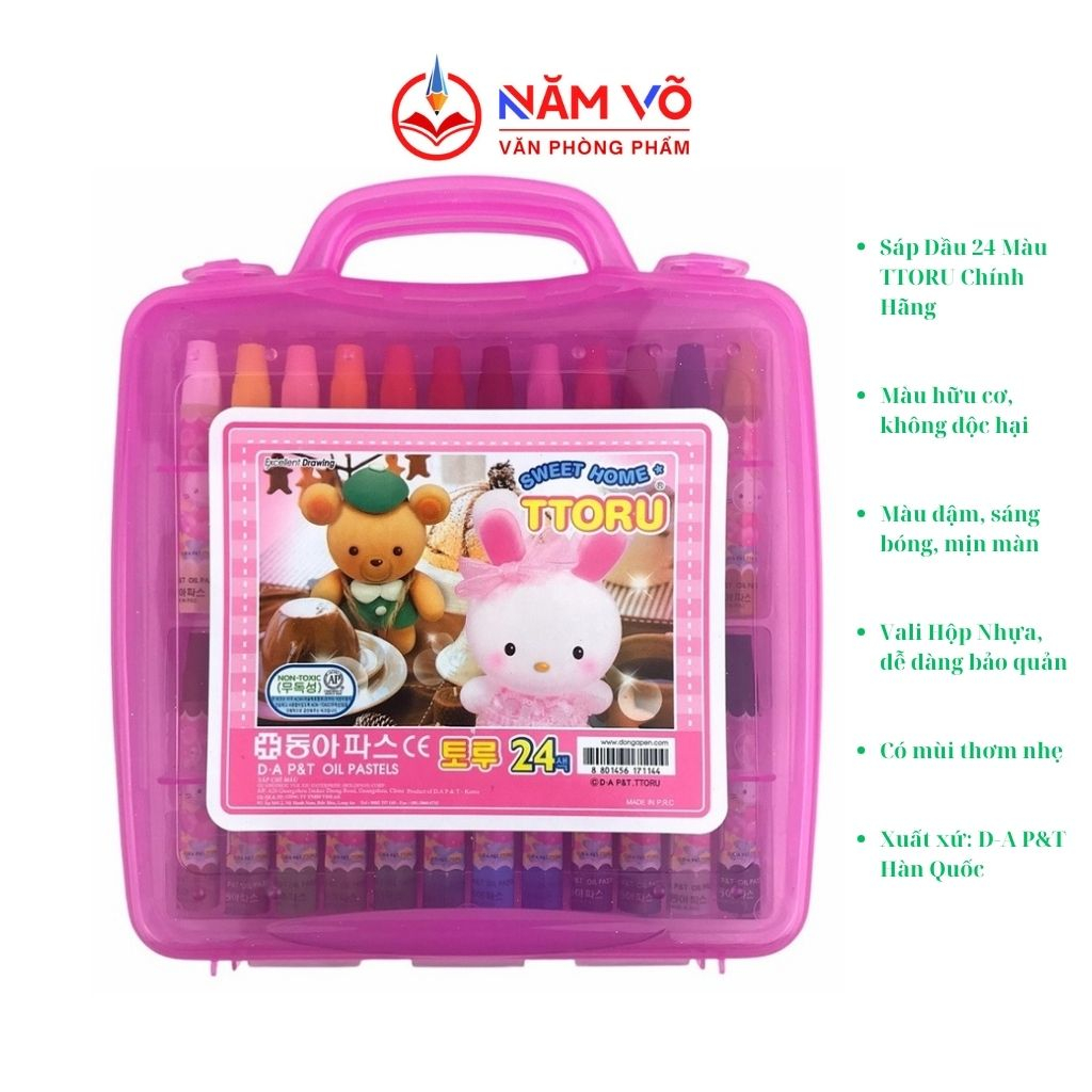 Vali Hộp Nhựa 24 Màu Bút Sáp Dầu TTORU D.A P&T/ Đông A / DA / Donga Hàn ...