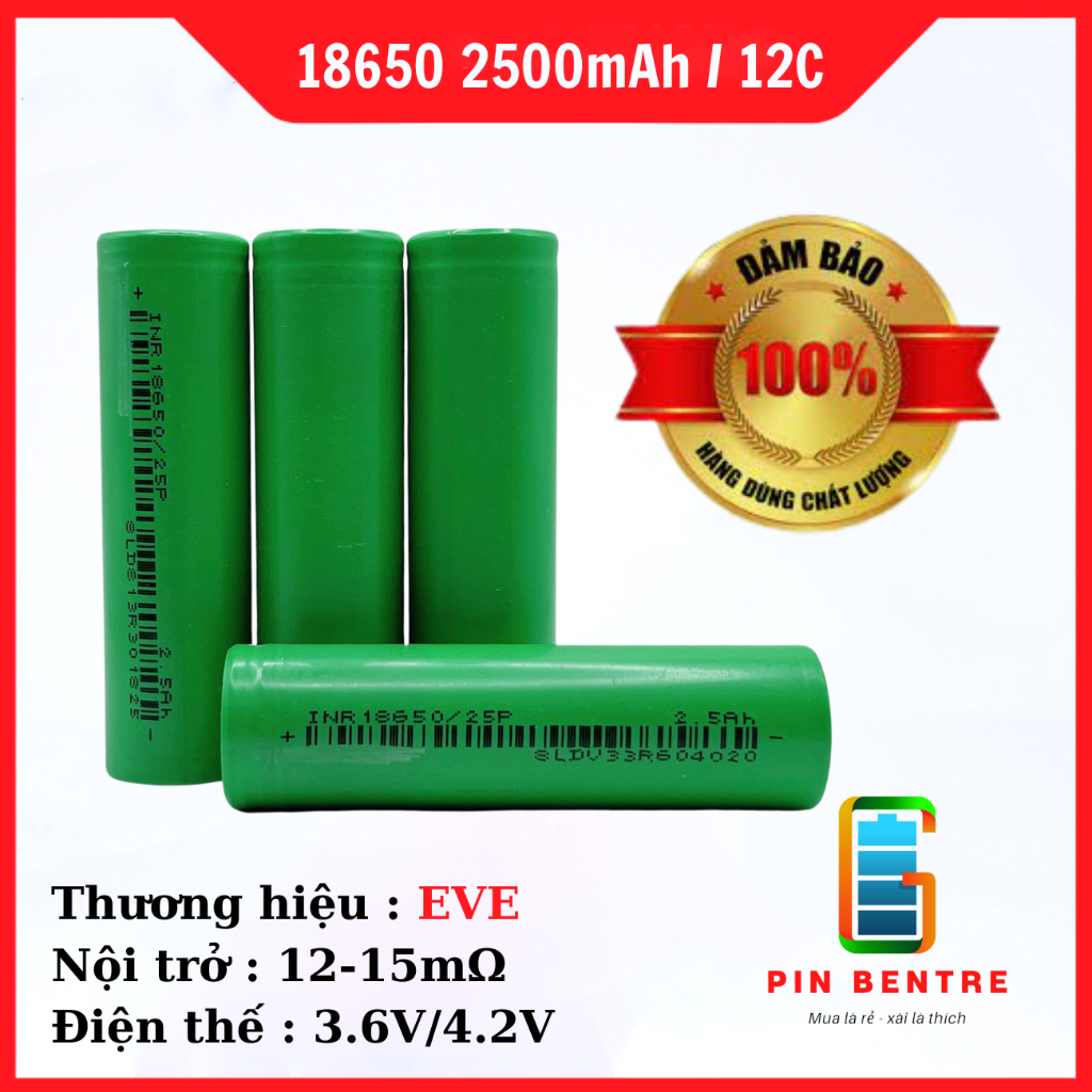 Cell pin 18650 EVE 25P 2500mah xả 12C/30A hàng mới | Shopee Việt Nam