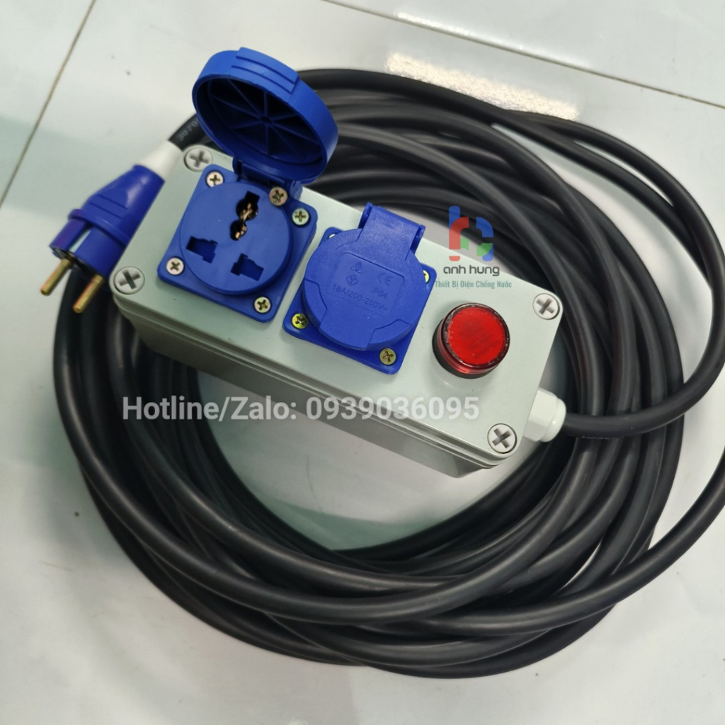 Hộp Nguồn Chống Nước IP54 16A - 2 Ổ Cắm Điện Công Nghiệp 16A 250V 4000W Có Đèn Báo Nguồn - Kèm ...