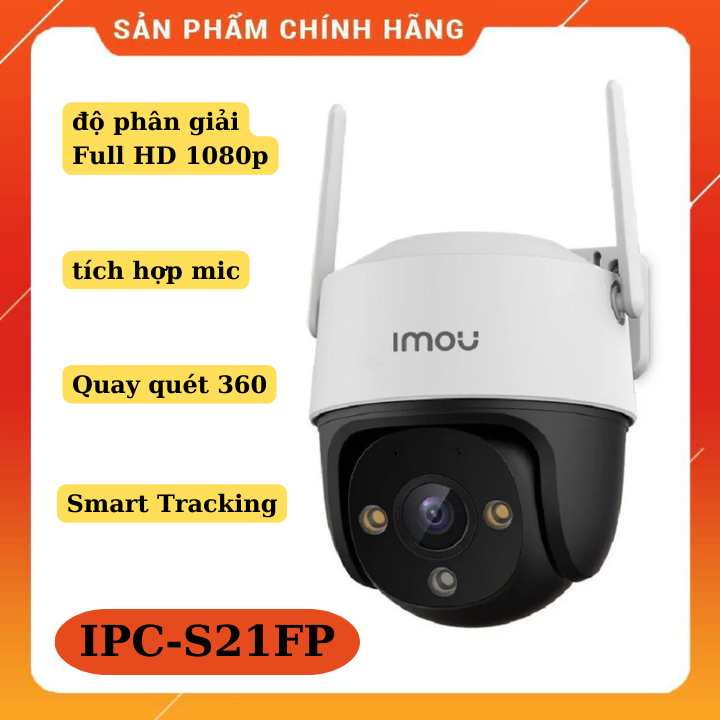 Camera imou wifi ngoài trời IPC-S21FP 2.0Mp xoay 360, tích hợp mic thu ...