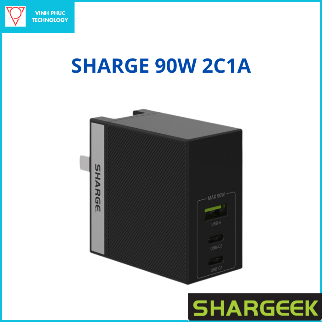 Củ sạc Sharge GaN 90W 3 cổng (2 PD + 1 QC) Chính Hãng | Shopee Việt Nam