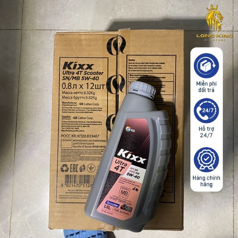 Thùng 12 chai nhớt xe tay ga Kixx Ultra Scooter 5w40 800ml (mẫu mới ...