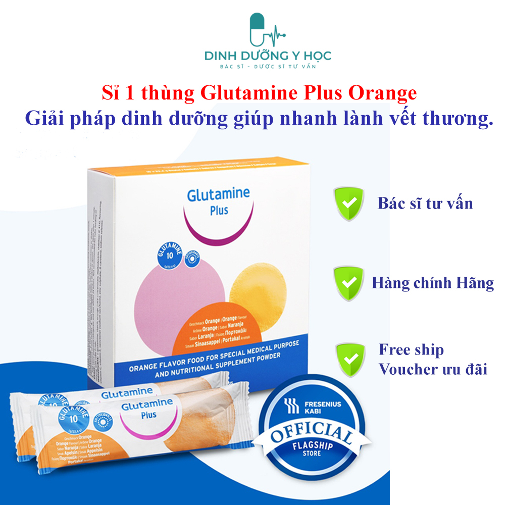 Glutamine Plus Orange Hãng Kabi Đức (hộp 30 gói) cho phẫu thuật, trấn thương, nhanh lành vết ...