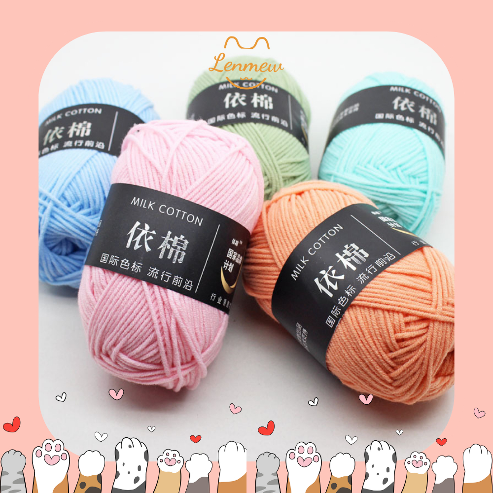 Len Milk Cotton 50g - Cuộn Len Sợi Cotton (Màu 01 - 50) | Shopee Việt Nam