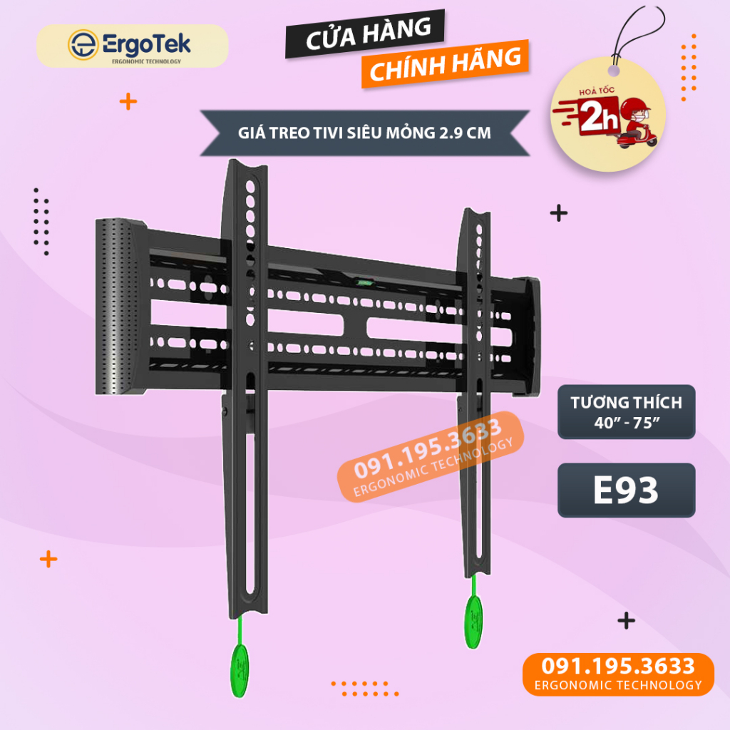 [ Hỏa Tốc ] Giá treo tivi sát tường 2.9 cm ErgoTek E93 40 - 75 Inch / E92 32 - 60 Inch - Giá ...