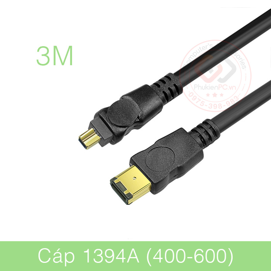 Cáp IEEE 1394A Firewire 400 - 600 dài 3M, 4Pin to 6Pin. Nối máy tính PC ...
