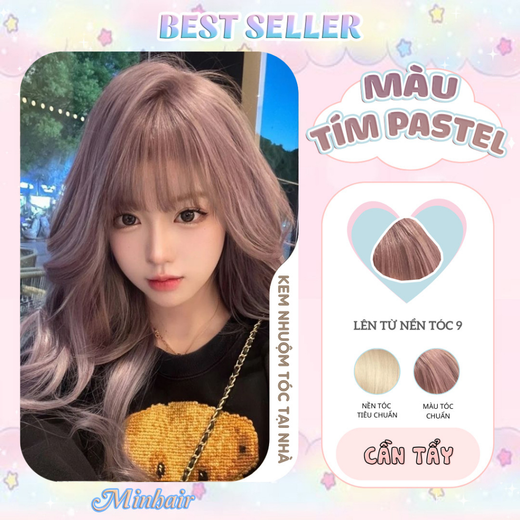 Thuốc nhuộm tóc Tím, thuốc nhuộm tóc Tím Pastel, Minhair, tặng kèm oxi ...
