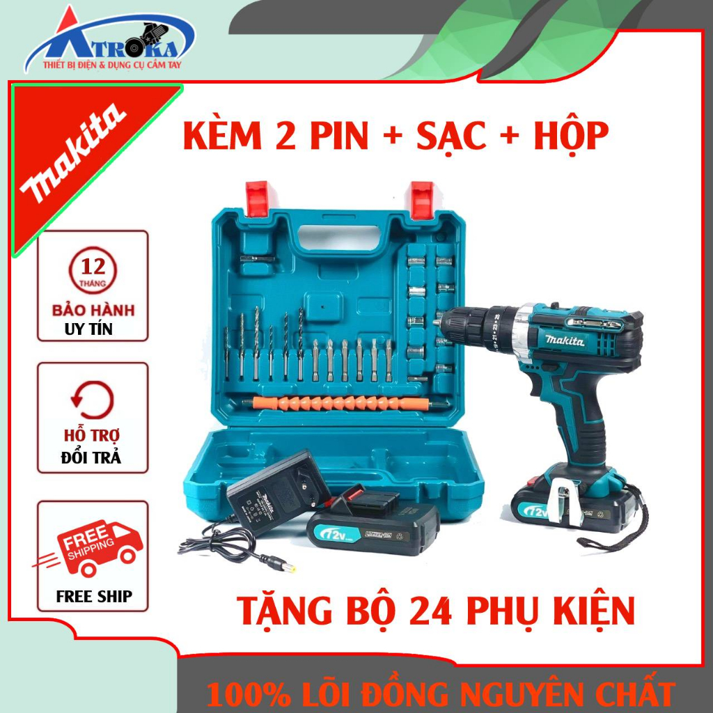 Bộ máy khoan pin Makita 72v chân 22mm, 3 chức năng, kèm hộp phụ kiện 24 chi tiết | Shopee Việt Nam