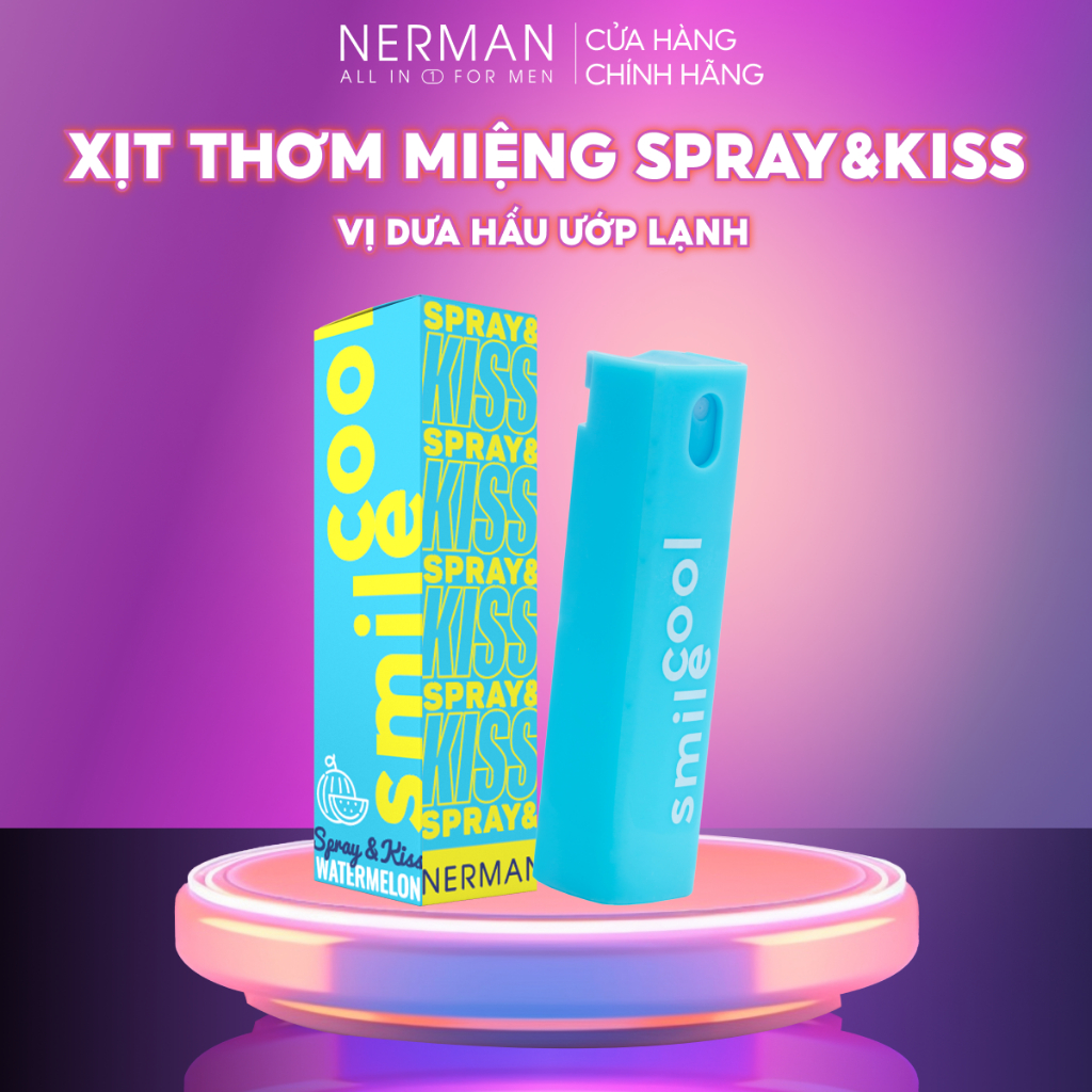 Xịt thơm miệng Spray & Kiss Nerman vị kẹo hoa quả bạc hà the mát cho ...
