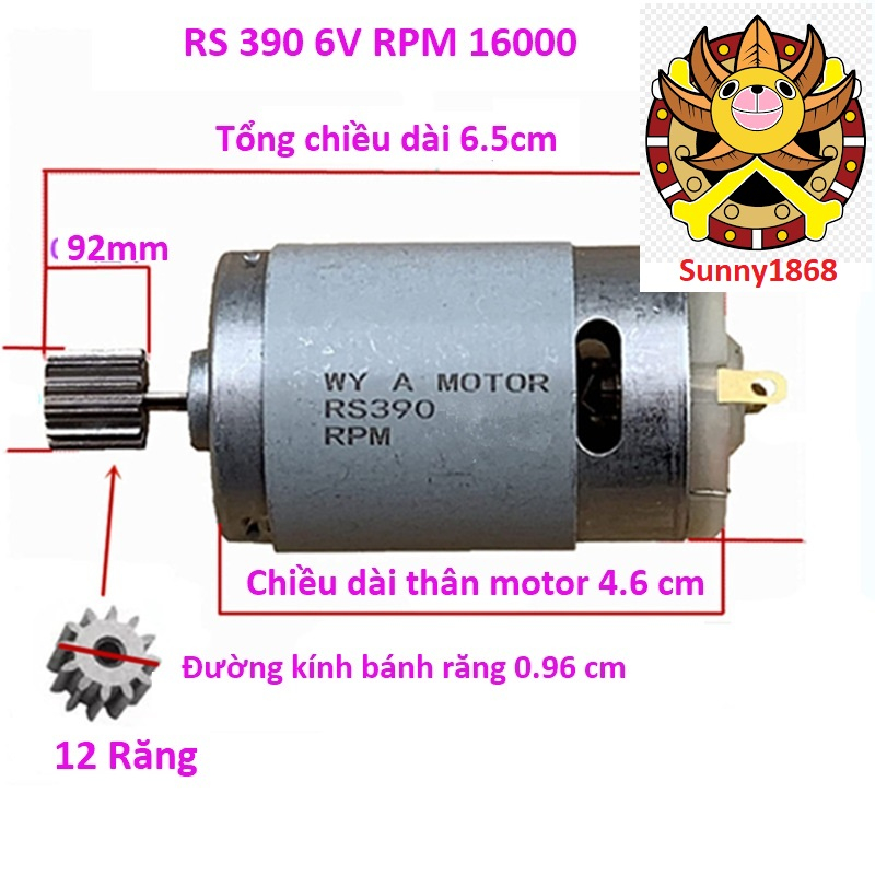 Động cơ Motor RS 390 chuyên dùng thay cho xe điện trẻ em có bánh răng ...