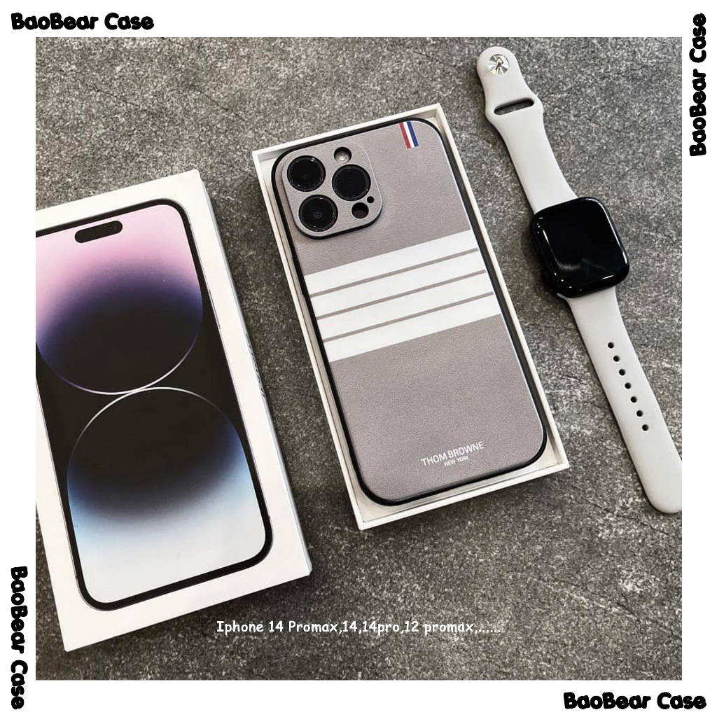 Ốp viền vuông THOM BROWNE iphone 16prm 15prm,15plus,15pro,15,14 promax ...