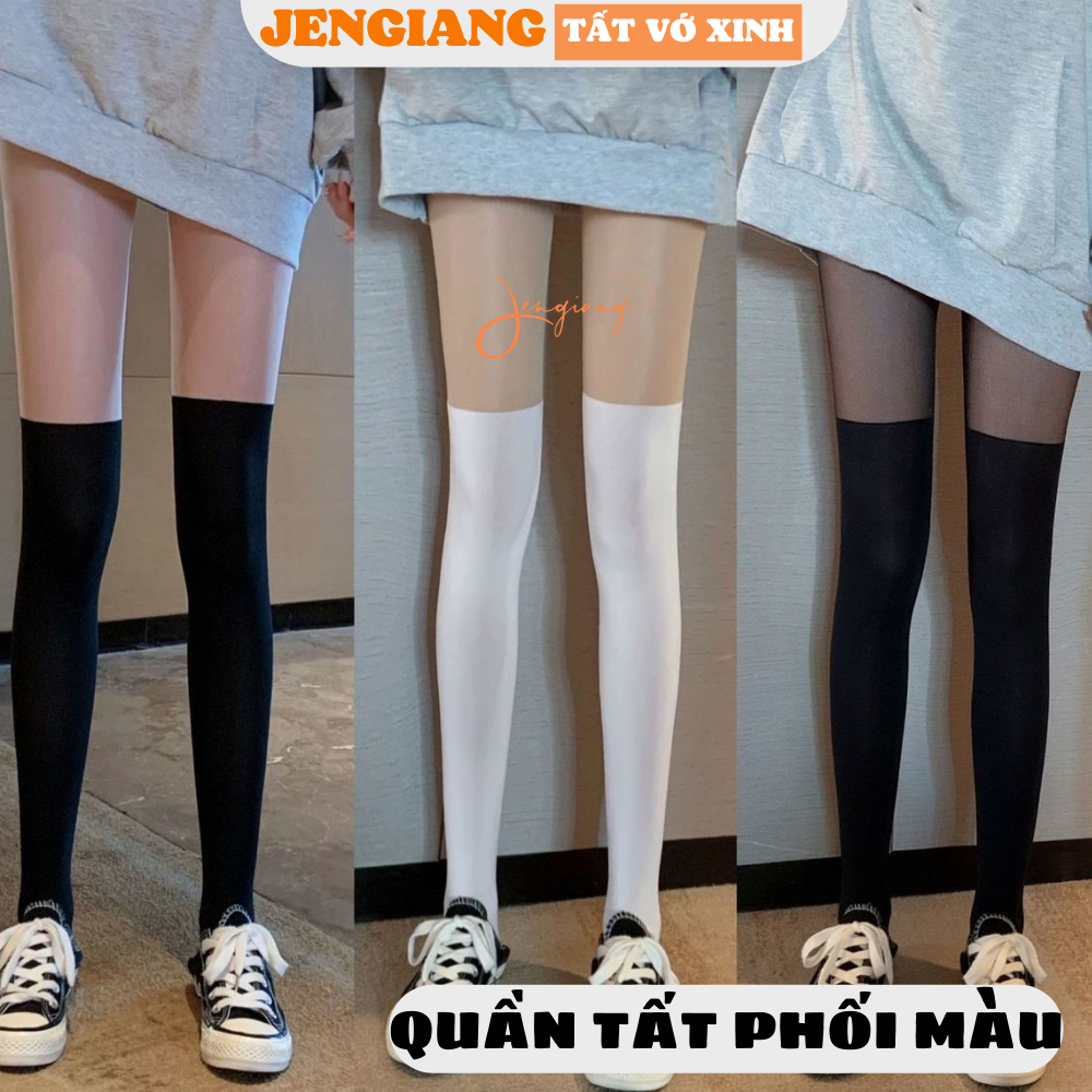 Quấn tất nữ Jengiang phối vớ đùi tạo đôi chân thon gọn mỏng mịn mùa thu đông phong cách JK ...