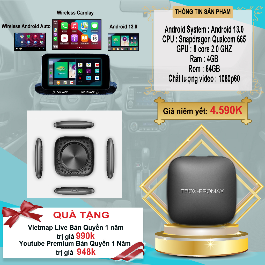 Android box ô tô TBox - Promax CHÍNH HÃNG bảo hành 12 Tháng | Shopee ...
