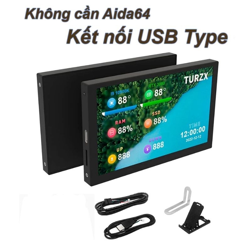 Màn hình 5 inch TURZX Turing Smart Screen hiển thị thông số PC không ...