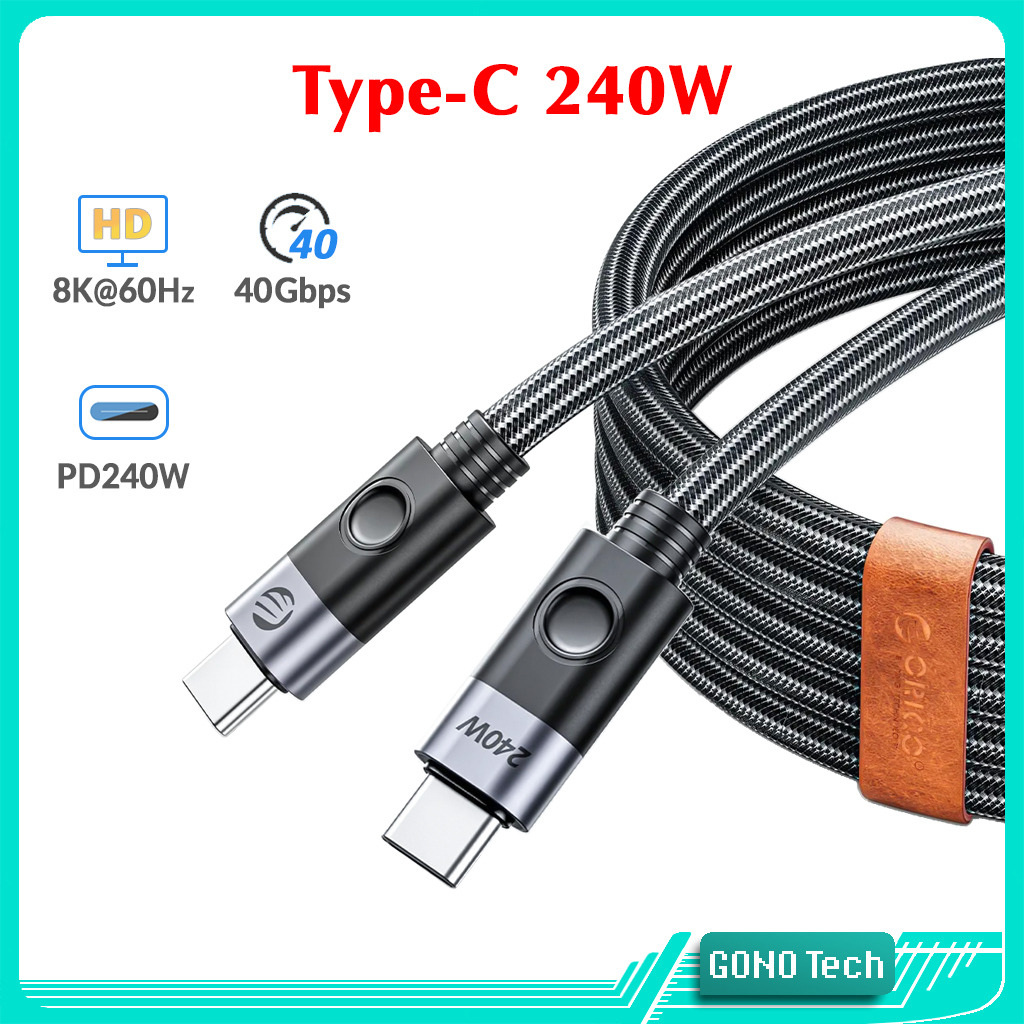 Cáp sạc Type C ORICO PD 240W Video 8K/4K@60Hz USB4 40Gbps cho laptop PC ...