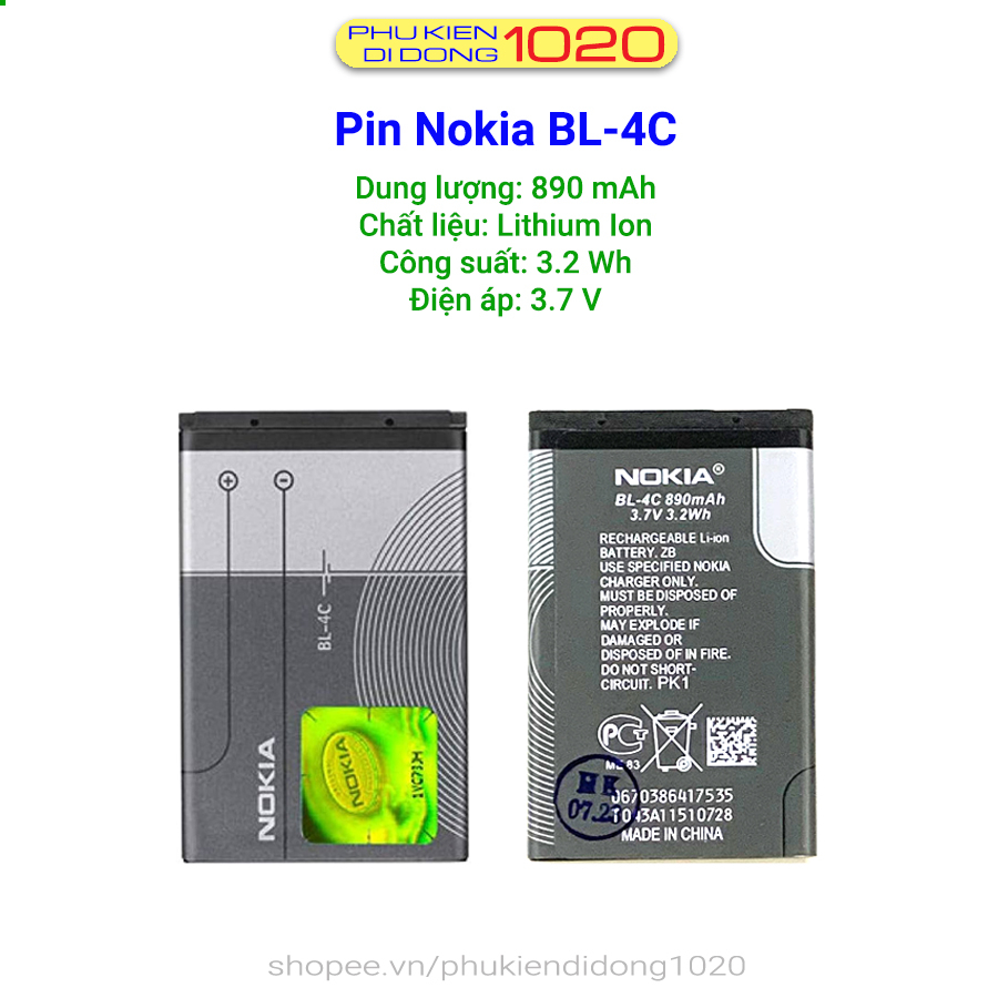 Pin Nokia BL-4C, Pin BL-5C – Cho nhiều dòng Nokia phím bấm 105 101 1110 1202 1280 1600 2700 ...