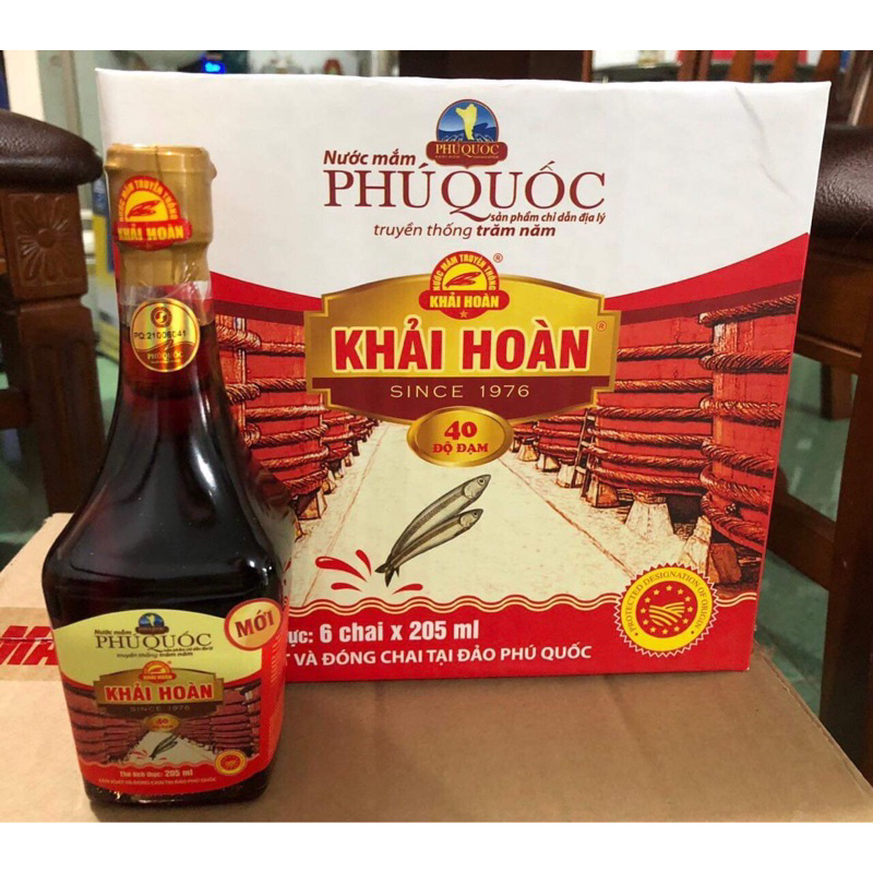 NƯỚC MẮM KHẢI HOÀN PHÚ QUỐC 40 ĐỘ ĐẠM - LOẠI 205ML (THÙNG 6 CHAI) | Shopee Việt Nam