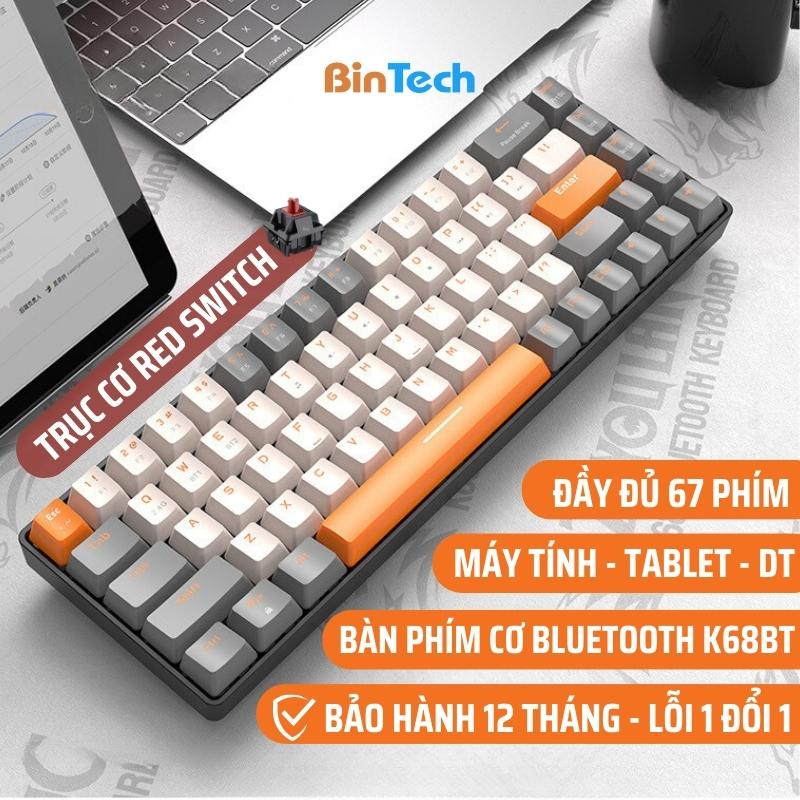 Bàn Phím Cơ Bluetooth Không Dây K68BT BINTECH, Red Switch, Gõ Cực Đã,Có Hotswap Kết Nối Máy Tính ...