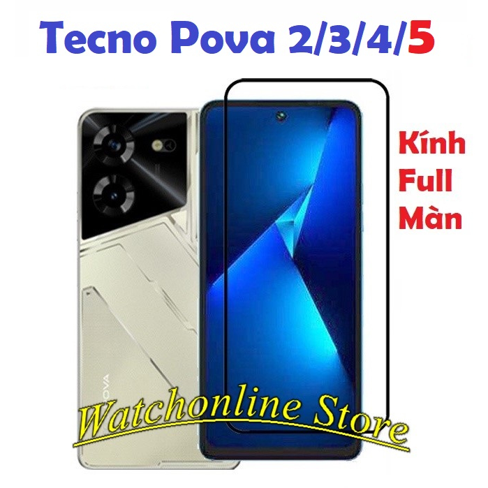 Kính Cường Lực Full Màn Tecno Pova 5 4 Pova 2 Pova 3 POP 5 LTE Spark 8C ...