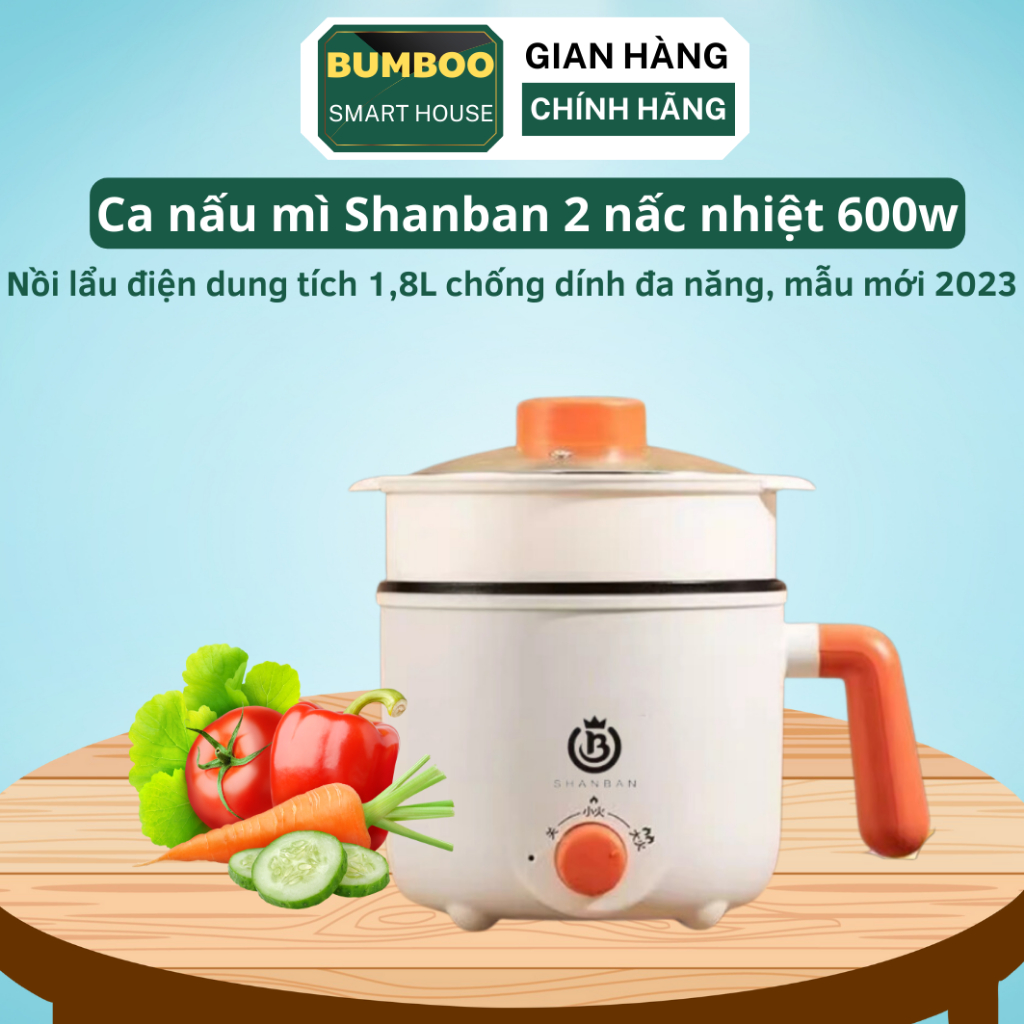 Ca nấu mì Shanban 2 nấc nhiệt 600w đa năng mẫu mới 2023, nồi lẩu điện ...