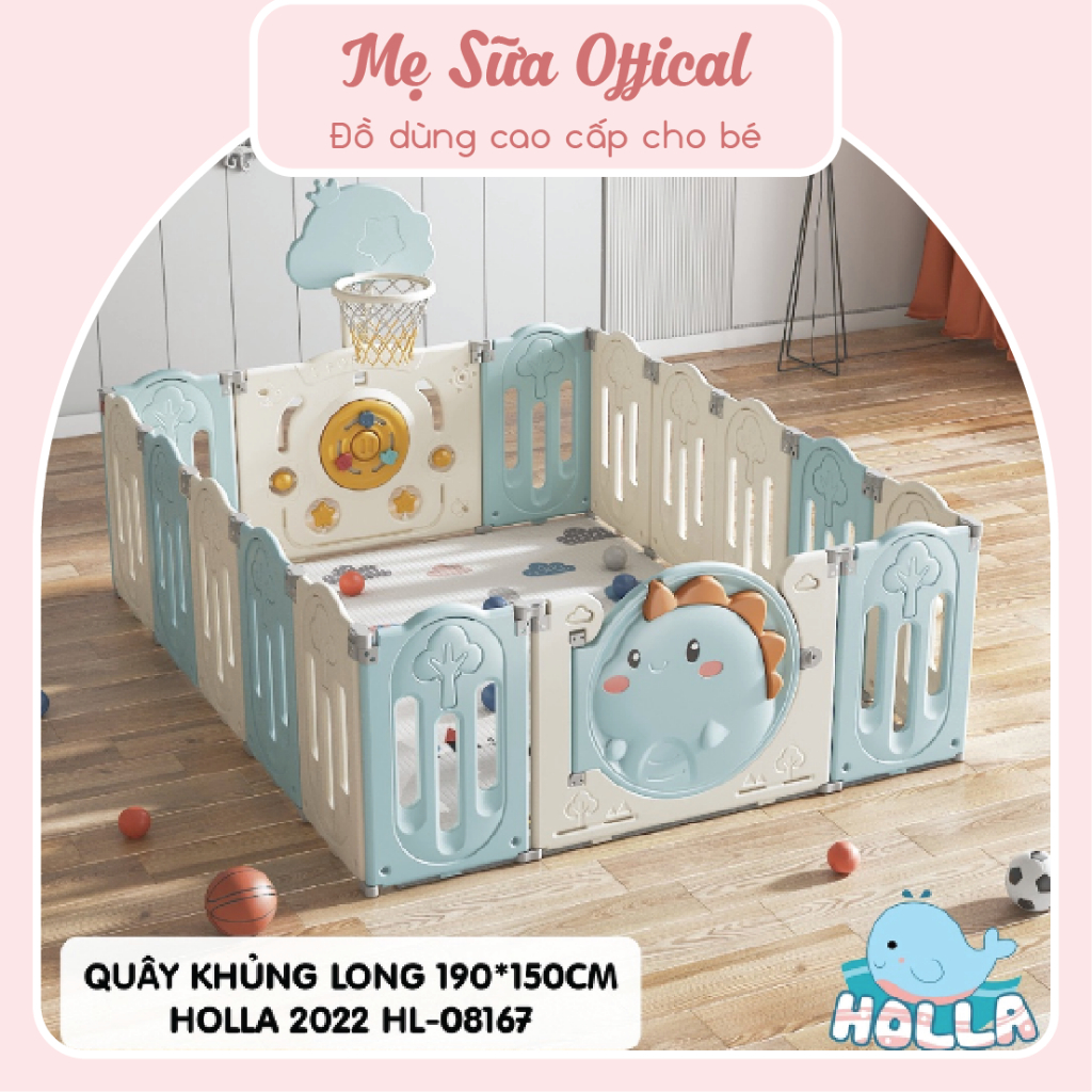 Bộ Quây Cũi Gấp Gọn Trơn Kèm Đồ Chơi Holla Khủng Long HL-08167 cho bé ...